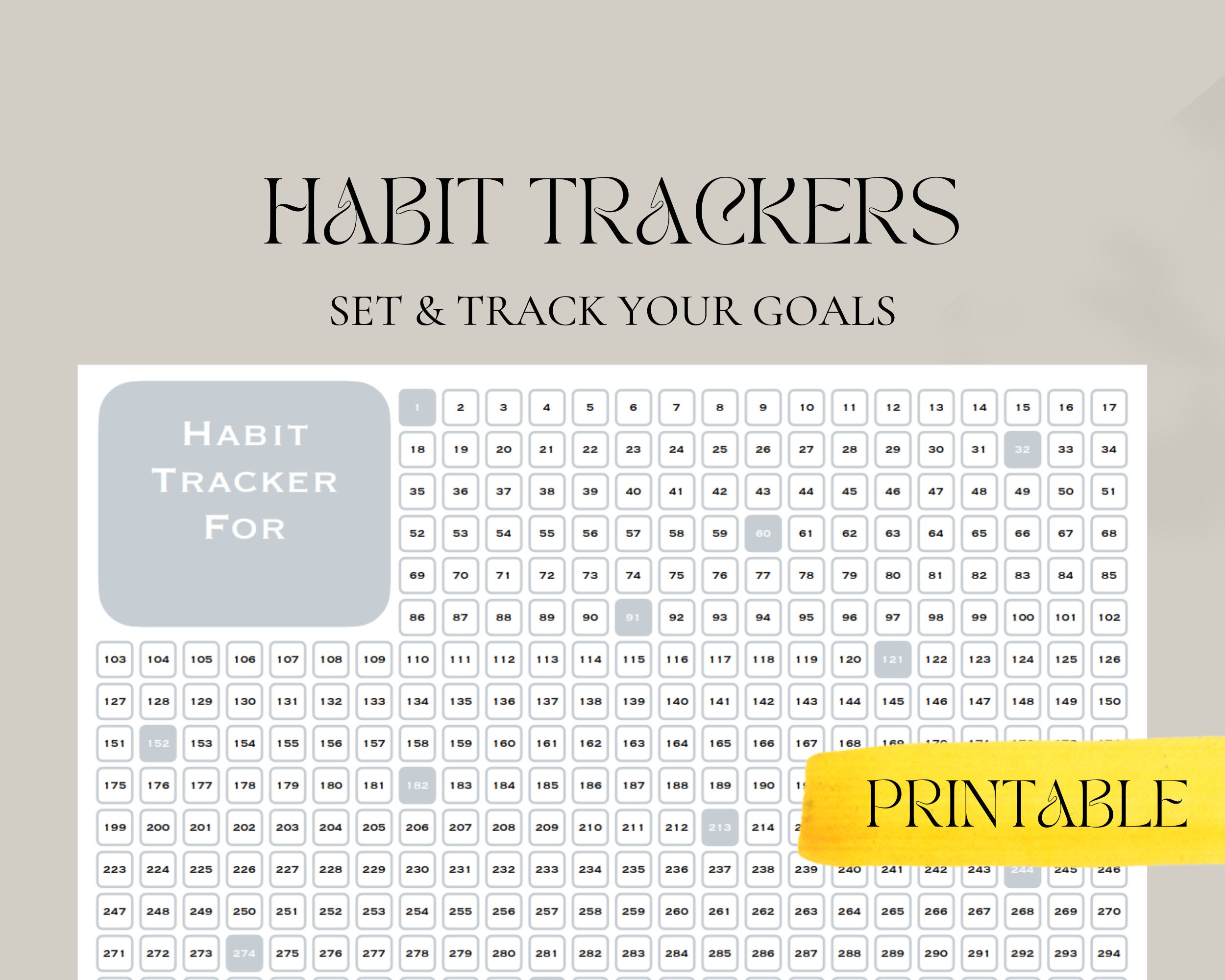 365 Day Habit Tracker Printable Mood Tracker Day Habit Tracker Atomic ...