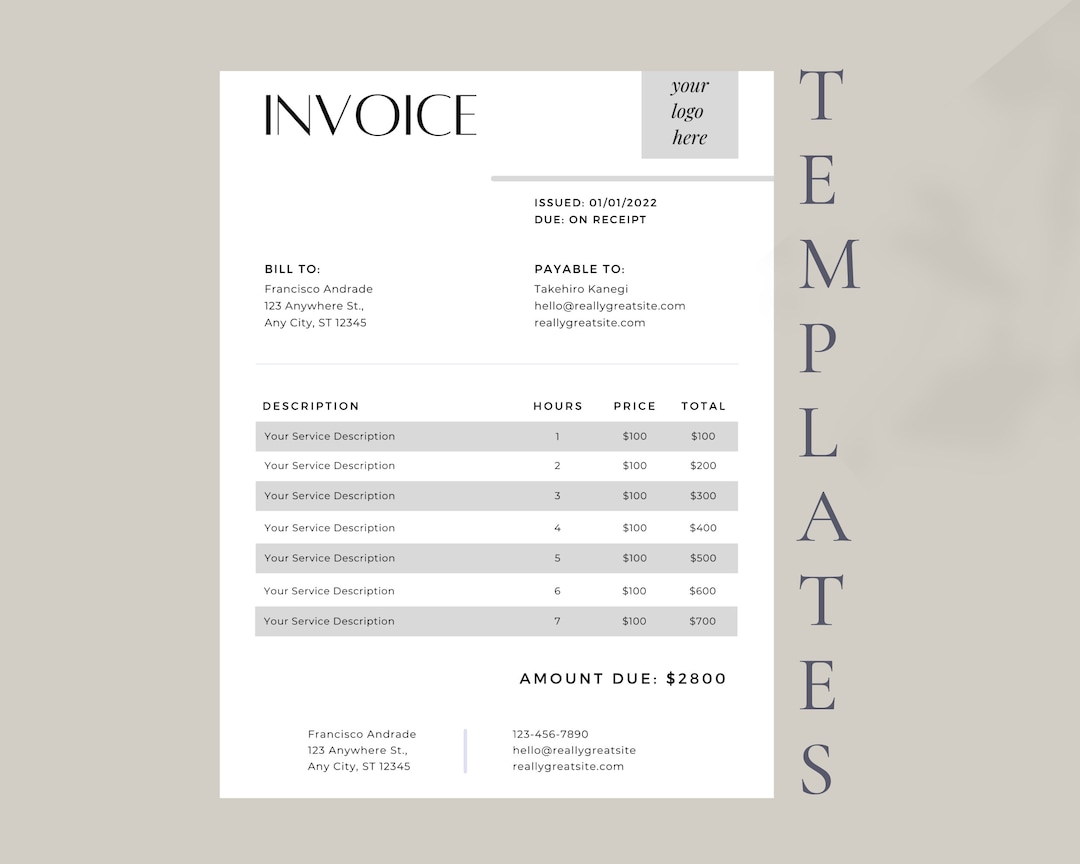 Small business invoices editable templates |Small business receipts ...