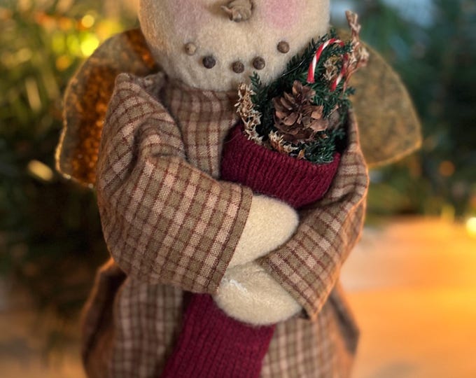 Primitive Winter Snowman Ornie Doll, Snowmen Decor, Winter Christmas ...