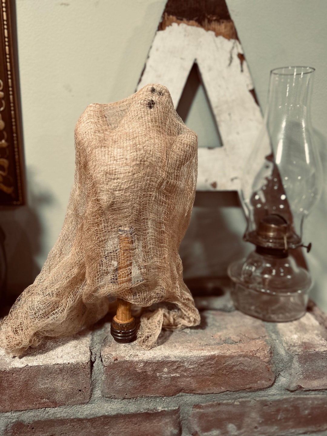 Primitive Halloween Ghost With Bobbin, Primitive Farmhouse Halloween ...
