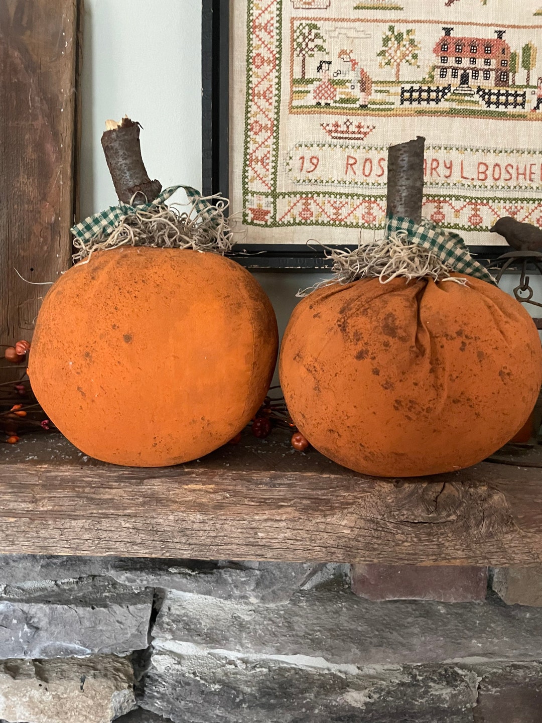 Large Primitive Grungy Pumpkins - Handmade Fall Pumpkin - Fall ...