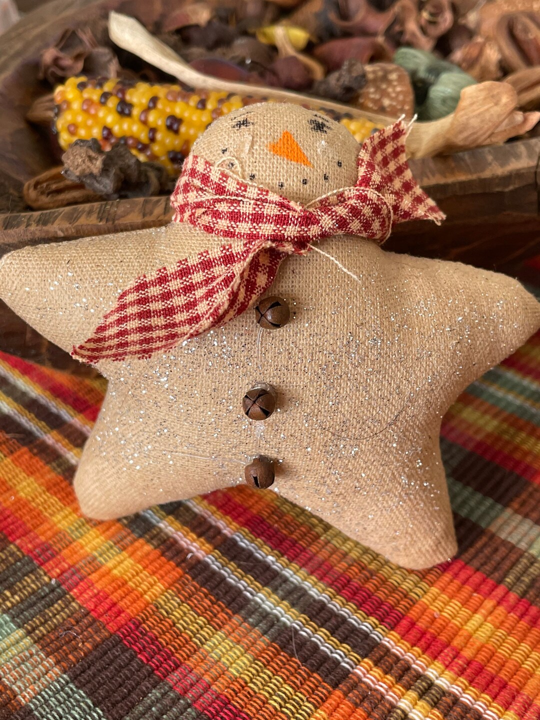 Primitive Winter Snowman Ornie Bowl Filler Star - Etsy Österreich
