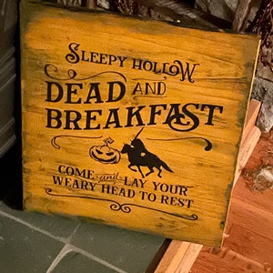 Large Wooden Rustic Halloween Sign - Sleepy Hollow - Primitive ...