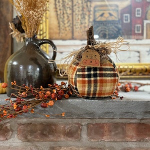 Primitive Autumn Harvest Flannel Pumpkin, Cozy Flannel Pumpkin, Fall ...