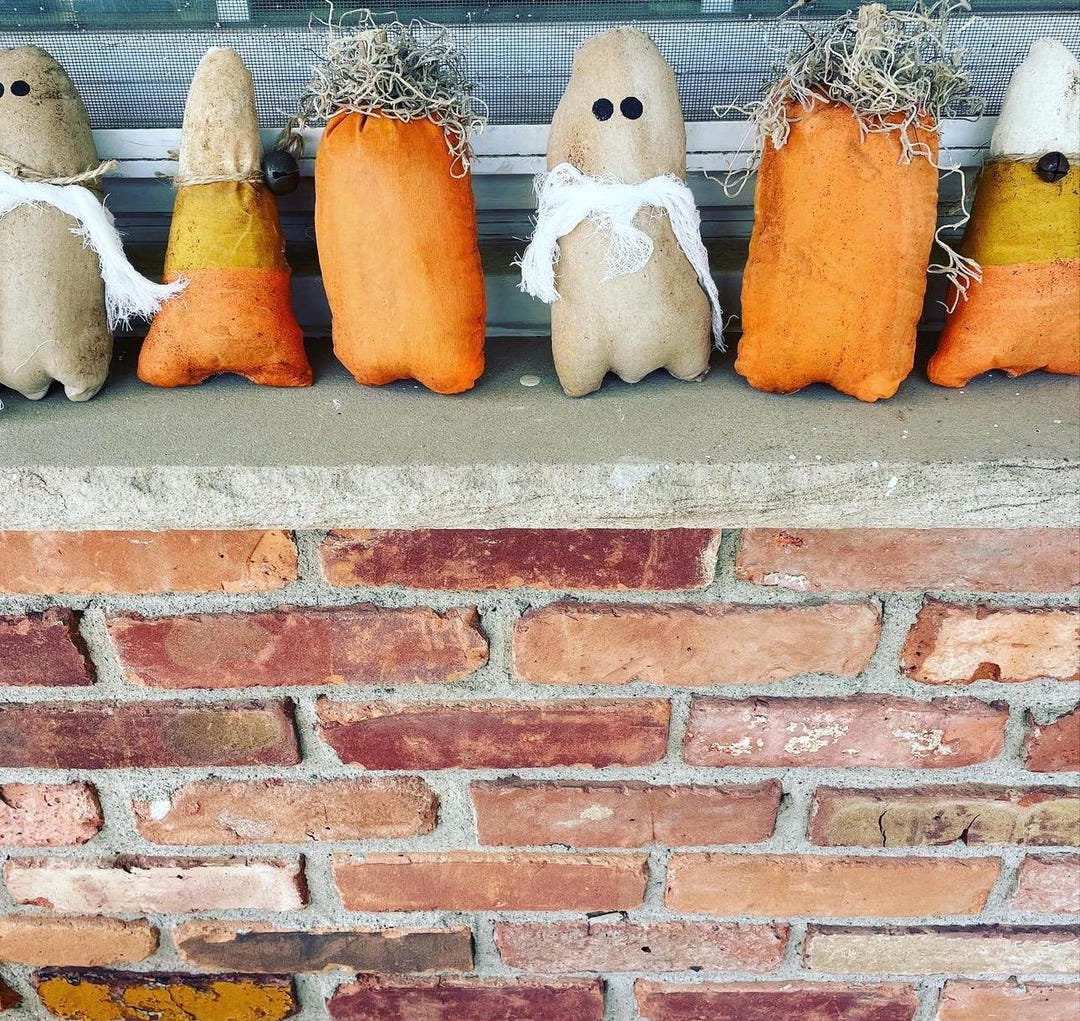 Primitive Halloween Pumpkin Ghost Candy Corn Bowl Fillers, Halloween ...