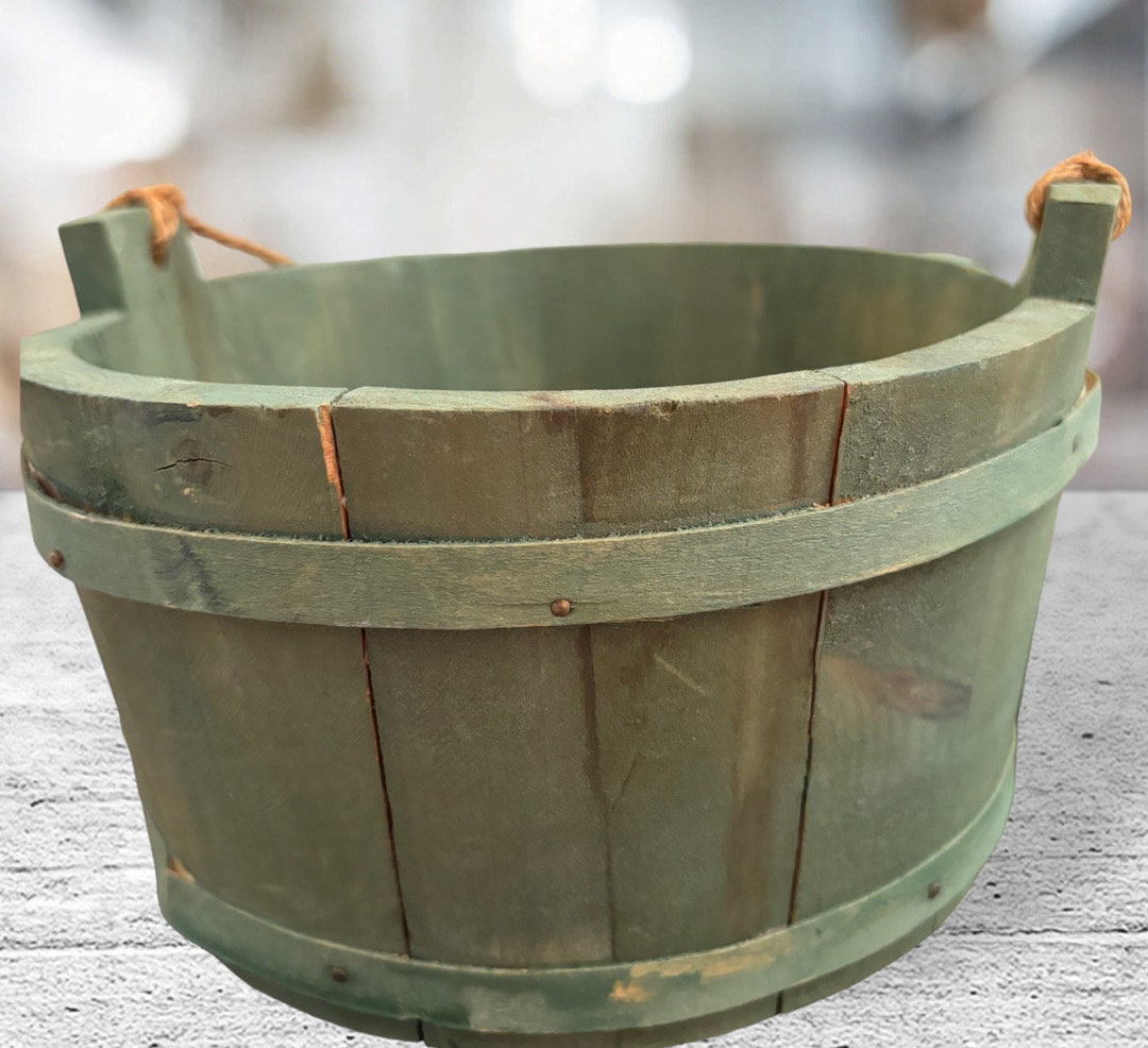 Antique Green Primitive Shaker Bucket, Primitive Shaker Basket ...