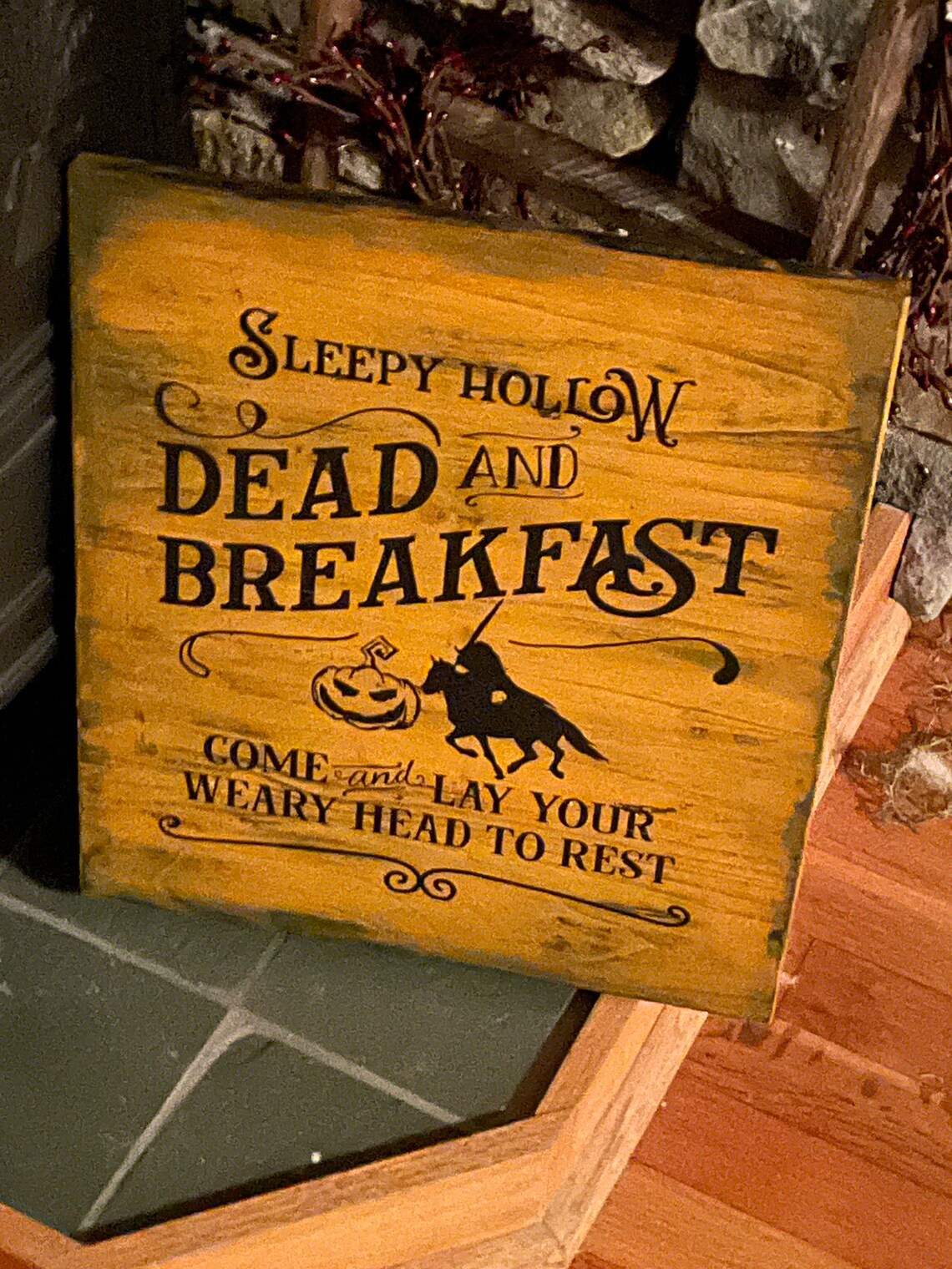 Large Wooden Rustic Halloween Sign - Sleepy Hollow - Primitive ...