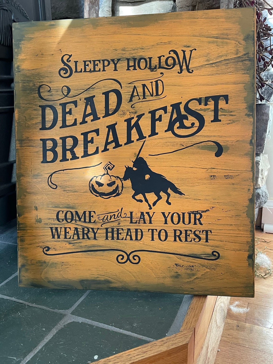 Large Wooden Rustic Halloween Sign Sleepy Hollow Primitive - Etsy