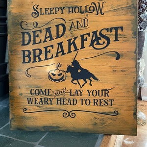 Large Wooden Rustic Halloween Sign - Sleepy Hollow - Primitive ...