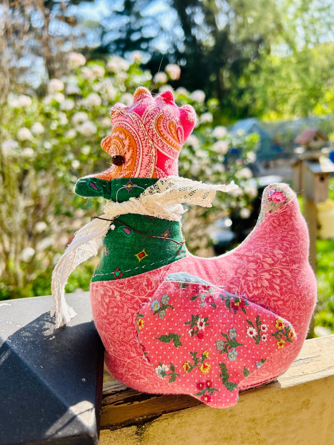 Farmhouse Vintage Quilted Chicken, Small Quilt Chicken, Farm Animals ...