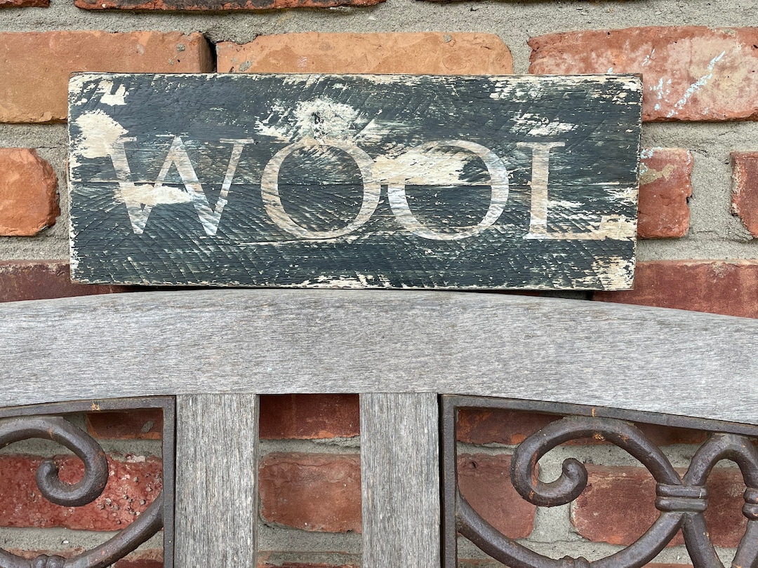Antique Reproduction Primitive Colonial WOOL Sign/primitive/rustic ...