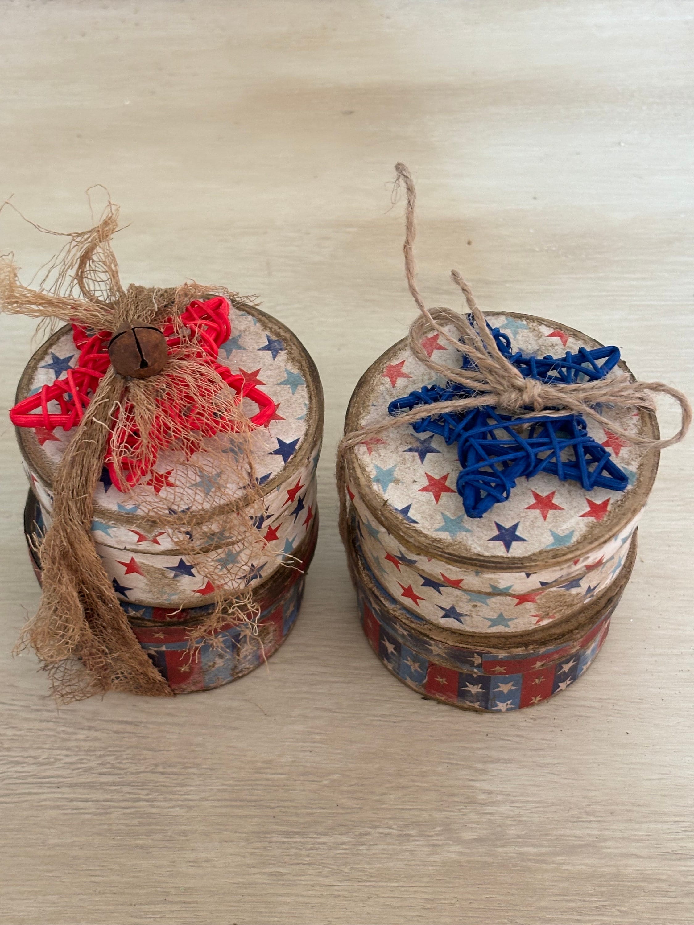 Handmade Americana Stacking Boxes: Patriotic Paper Mache Shaker Style ...