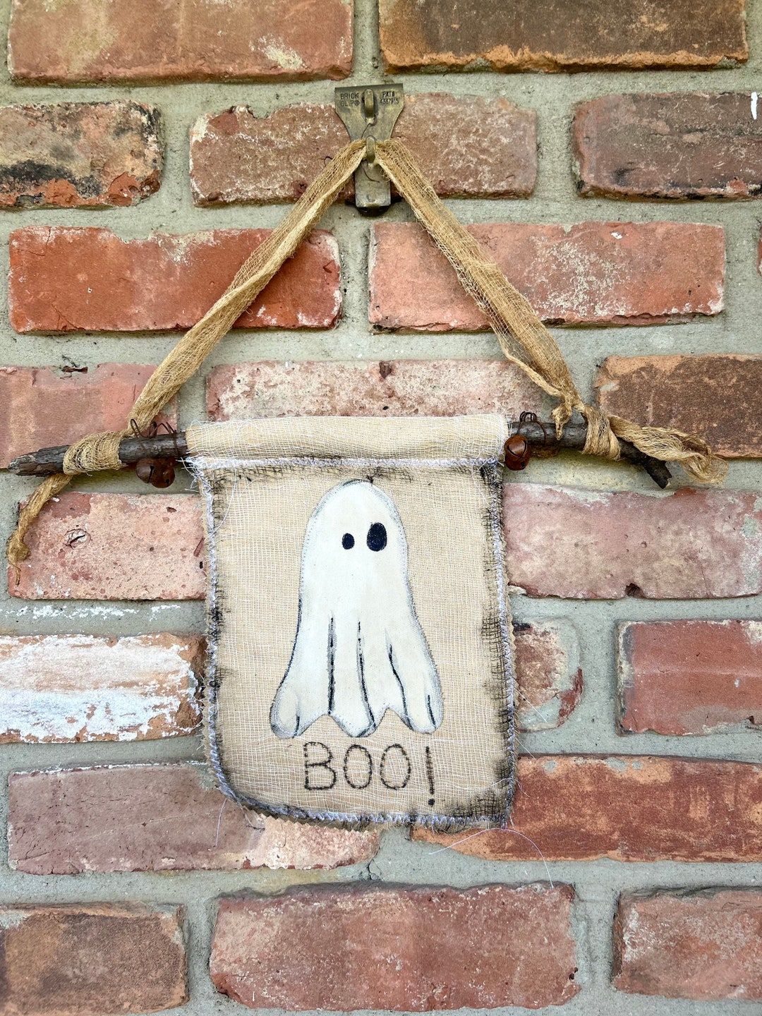 Primitive Farmhouse Halloween Ghost Flag, Hanging Halloween Banner ...