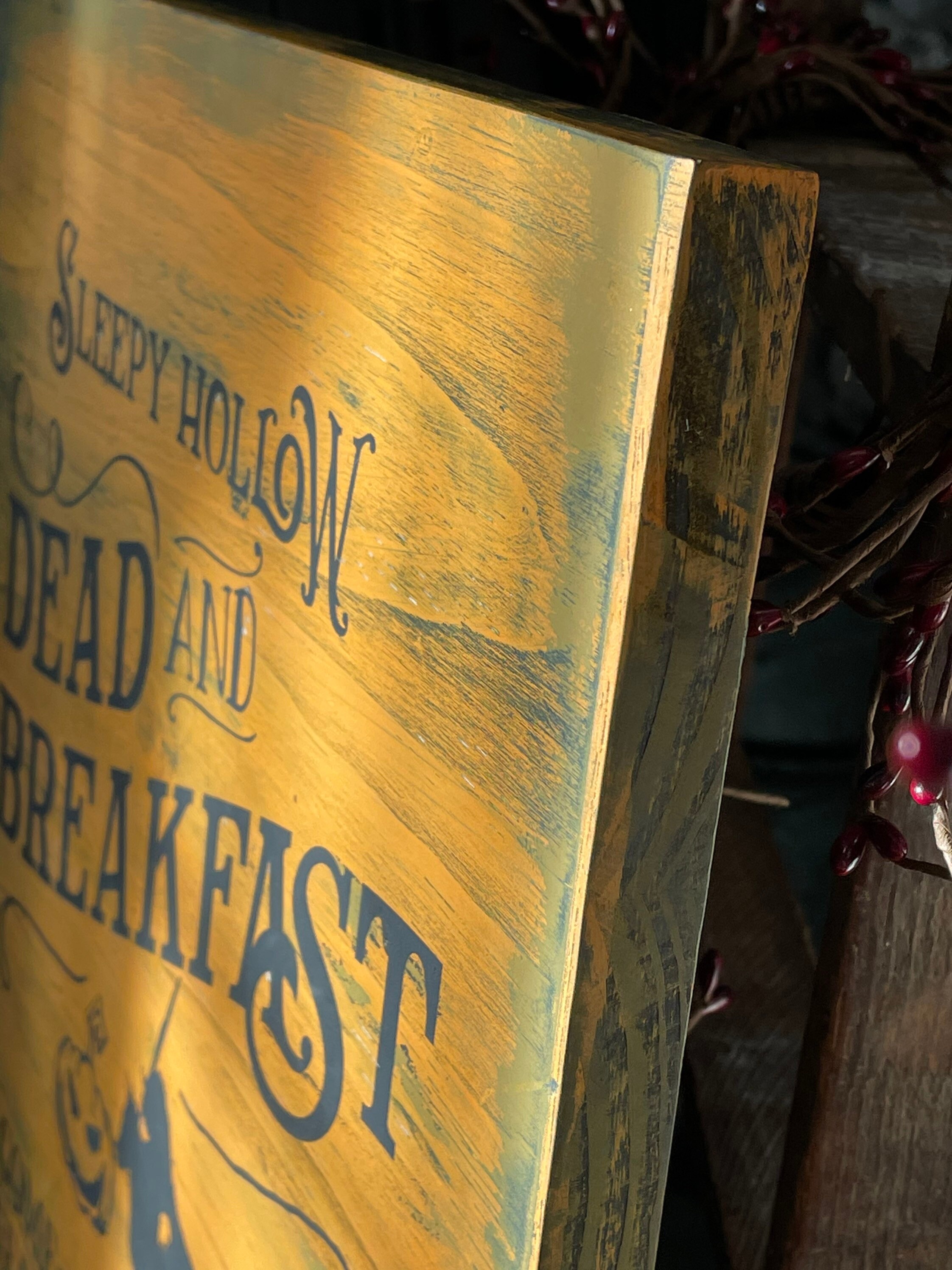 Large Wooden Rustic Halloween Sign - Sleepy Hollow - Primitive ...