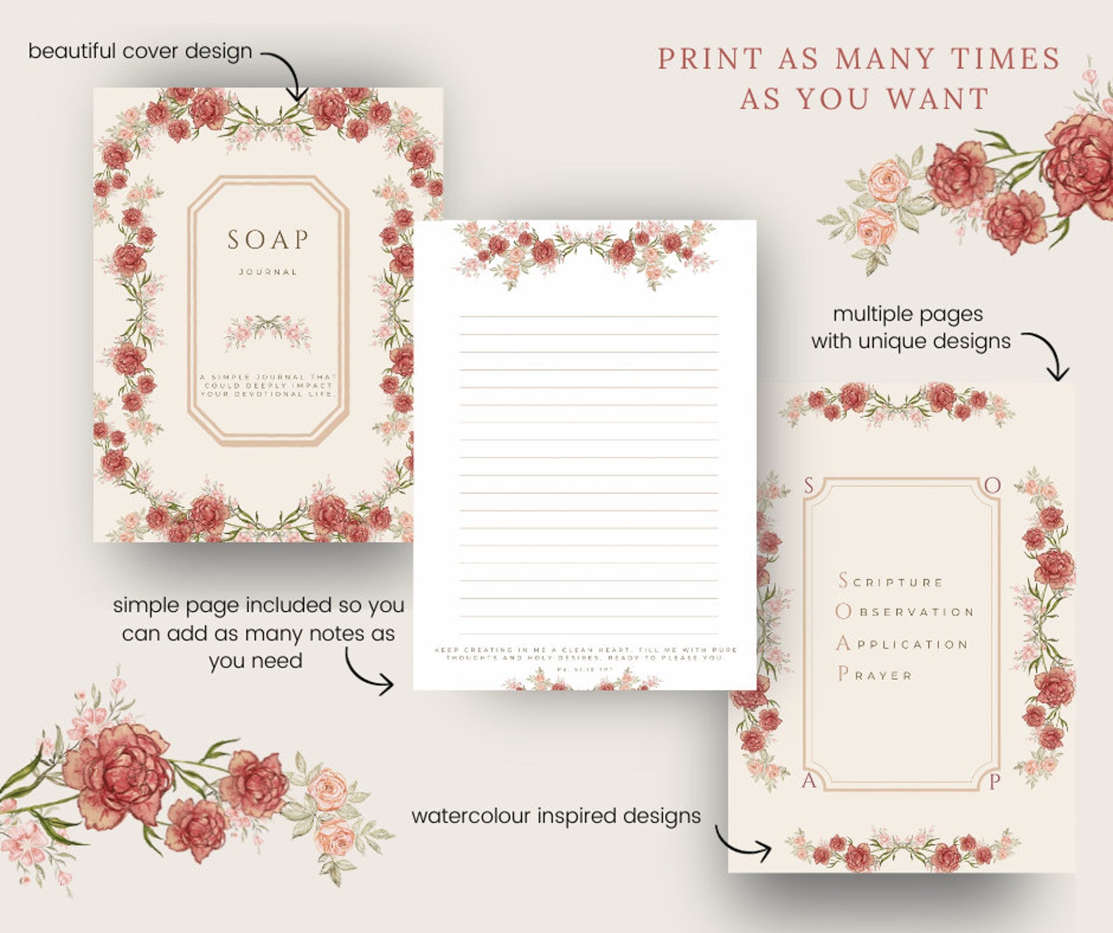 SOAP Journal Bible Study Journal Bible Verse Study Devotional Journal ...