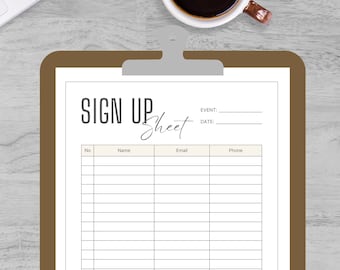Fillable and Printable PDF Sign-up Sheet Template - Etsy