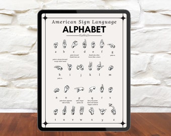 ASL American Sign Language Alphabet Poster Boho - Etsy