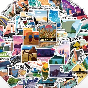 50 USA Map, States Sticker - Self Adhesive US State Sticker for ...