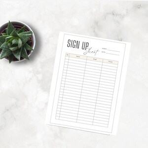 Sign up Sheet Printable | Editable Sign-in Template | Pdf/canva Sign up ...