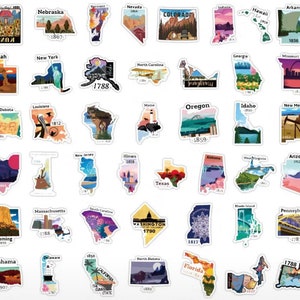 50 USA Map, States Sticker - Self Adhesive US State Sticker for ...