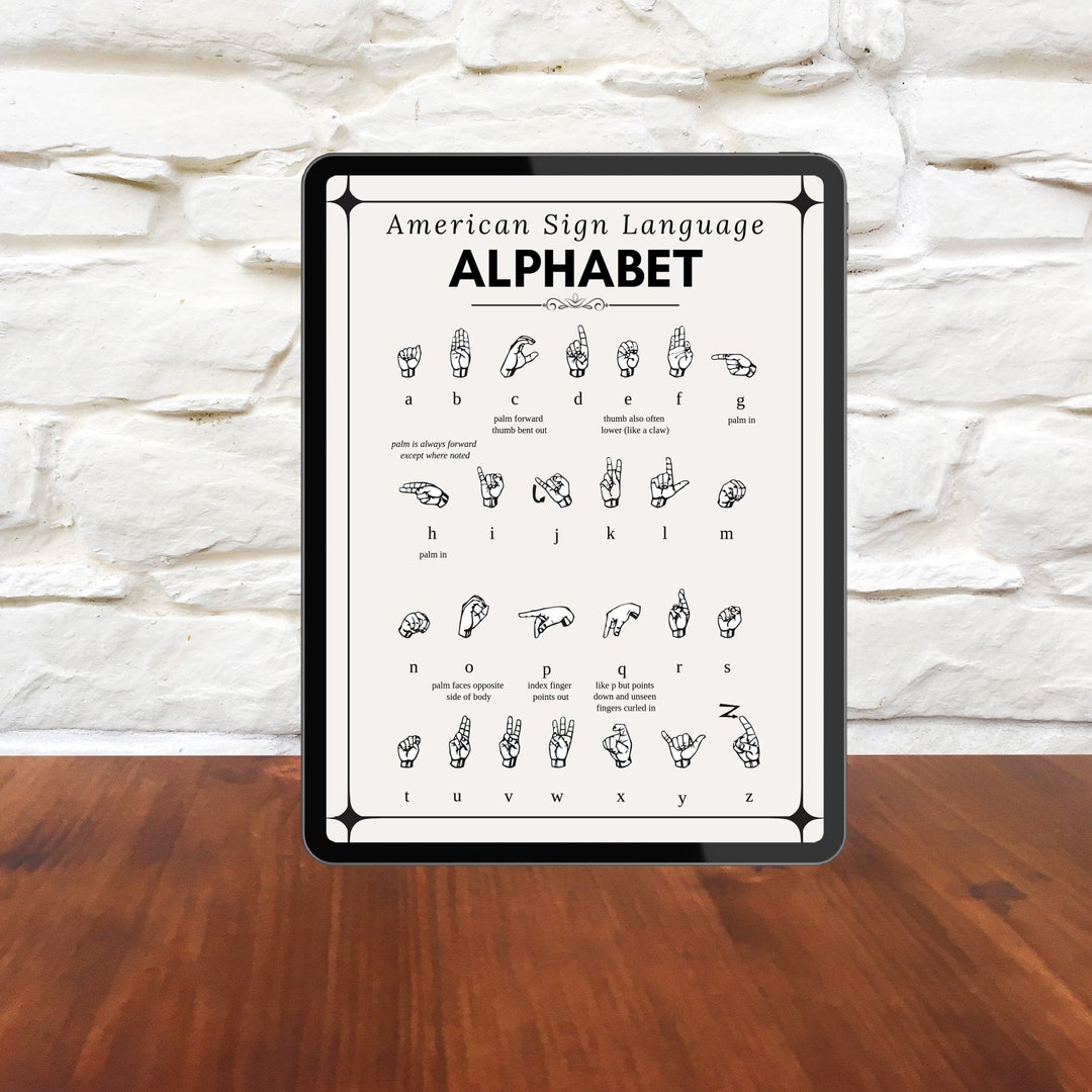 ASL Alphabet Sheet Printable Pdf|educational Poster for Playroom Wall ...