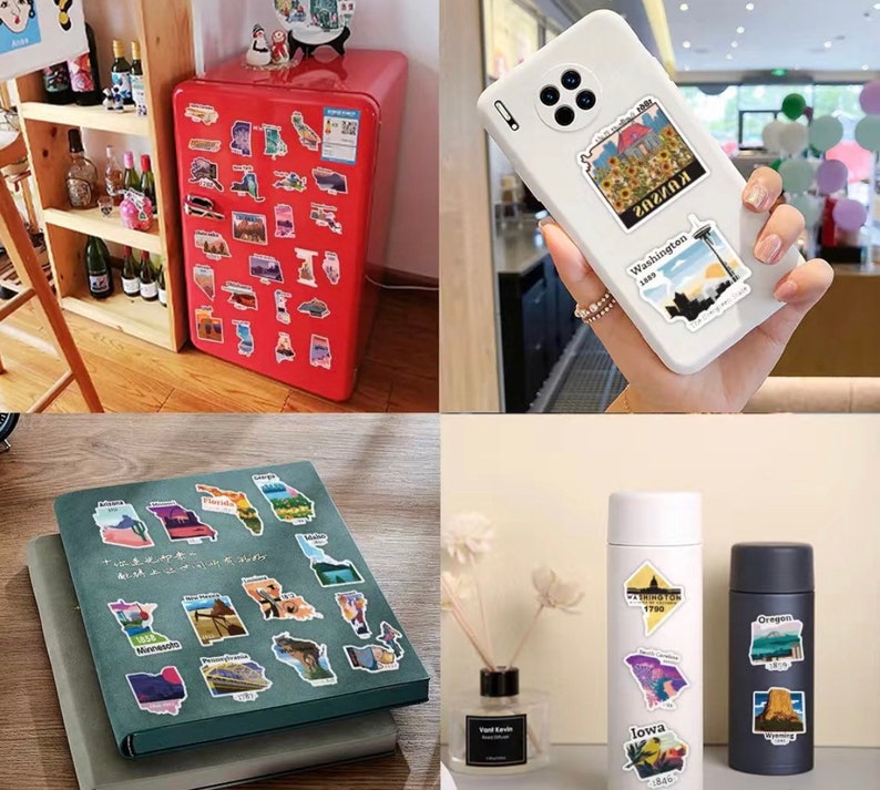 50 USA Map States Sticker Self Adhesive US State Sticker - Etsy