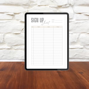 Sign up Sheet Printable | Editable Sign-in Template | Pdf/canva Sign up ...