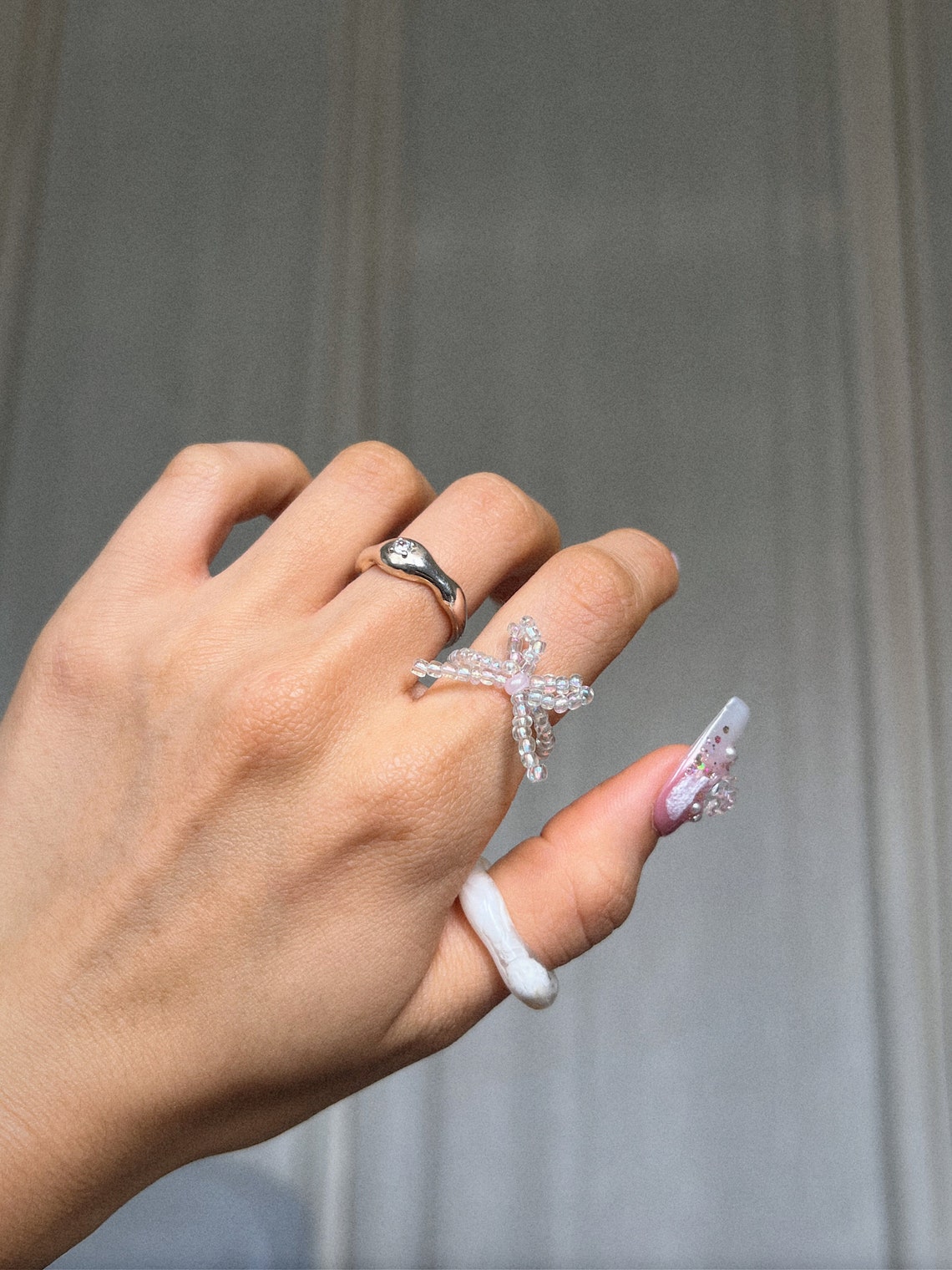 Ribbon Bow Beaded Rings| Coquette Rings| Stackable Rings| Gifts for Her ...