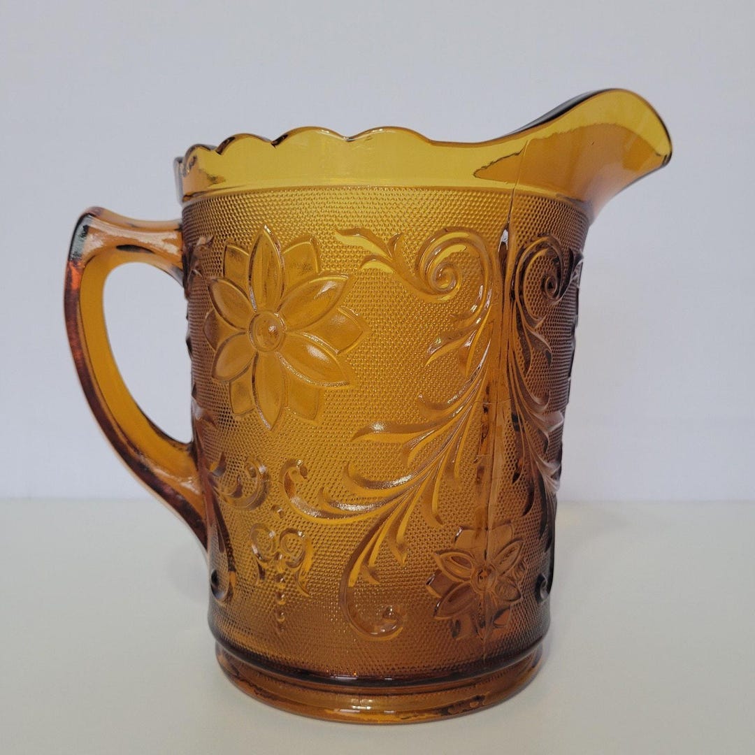 Tiara Indiana Glass Amber Sandwich Glass Pitcher, 68 Ounces, Vintage - Etsy