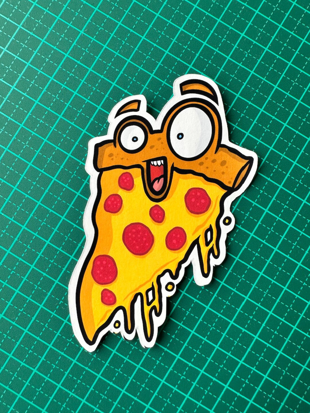 Happy Cheesy Pizza Sticker - Etsy