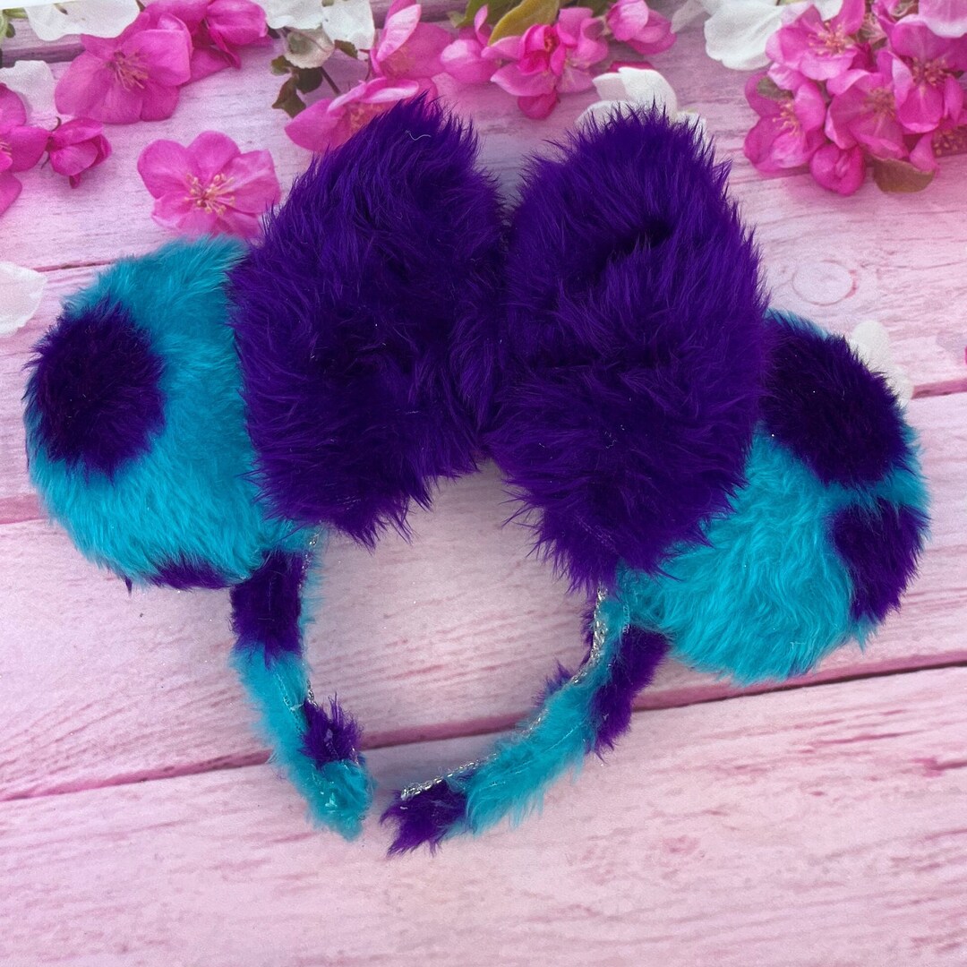 Monsters Fluffy Blue and Purple Faux Fur Mouse Ears Sully Ears - Etsy