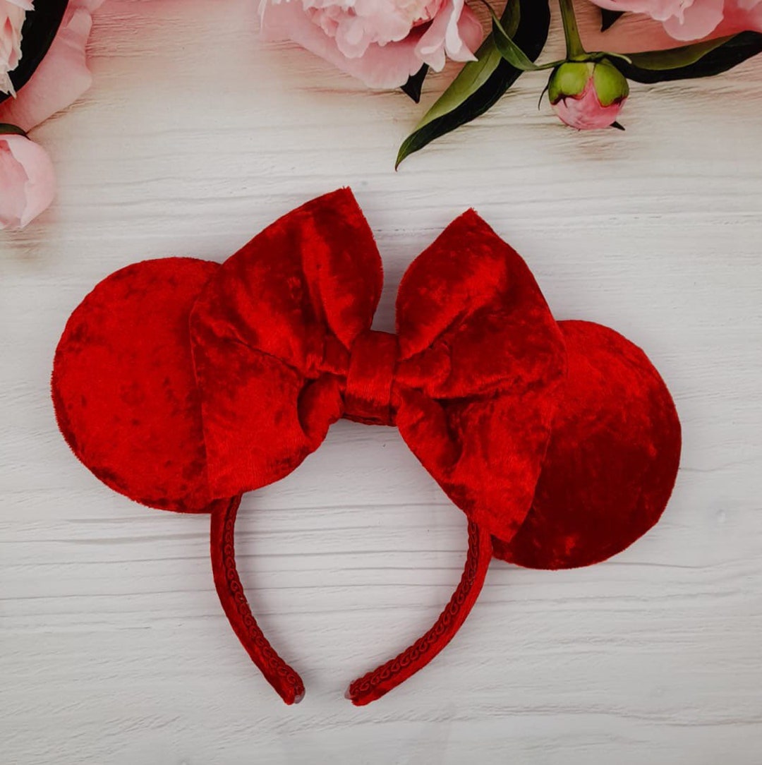 Crushed Velvet Red Mouse Ears - Etsy