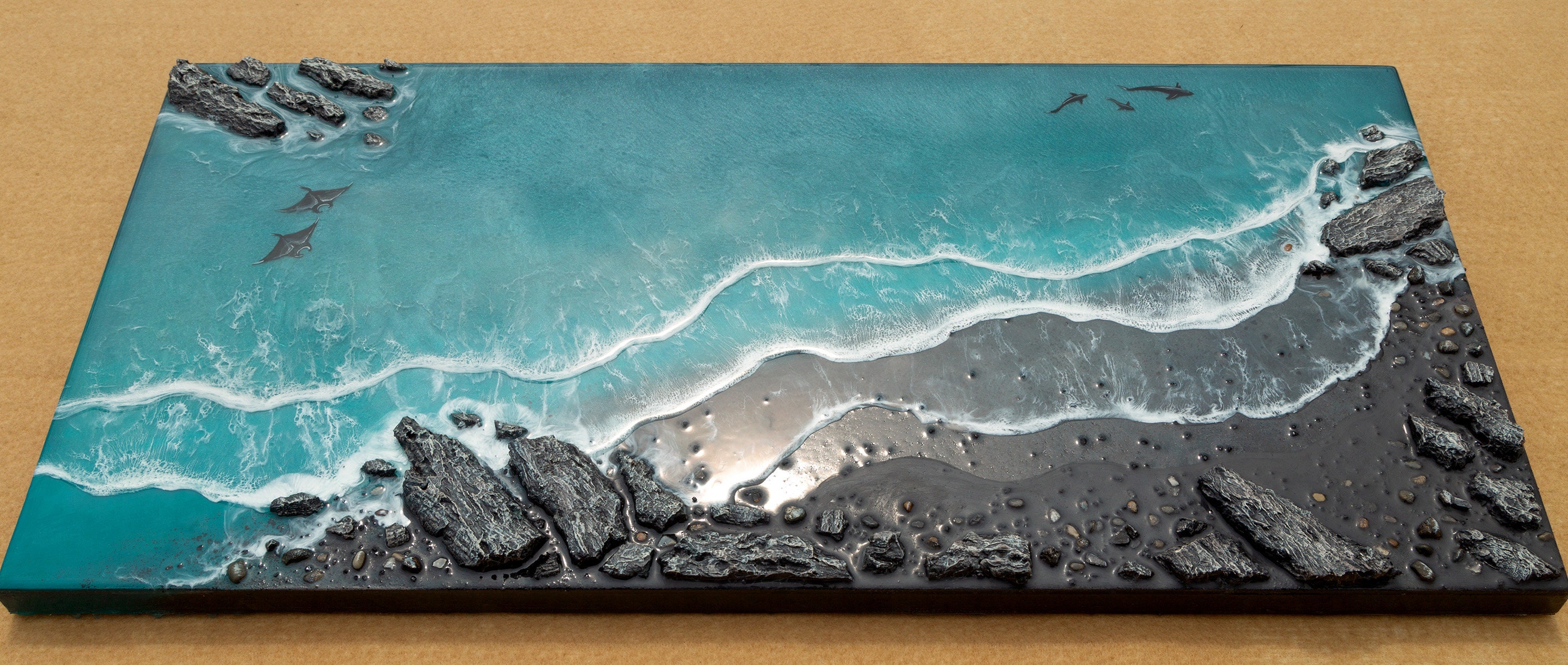 3D Ocean Resin Art Resin Painting Sea and black beach | Etsy 3D Ocean Resin Art Resin Painting Sea and black beach | Etsy
