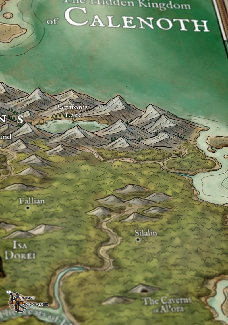 Regional Fantasy Map: the Forest Kingdom of Calenoth - Digital Map Dnd ...