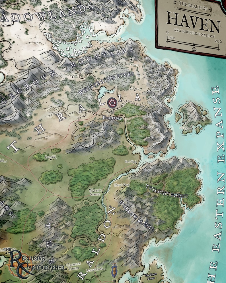 Regional Fantasy Map: the Realm of Haven - Digital Map Dnd, Pathfinder ...
