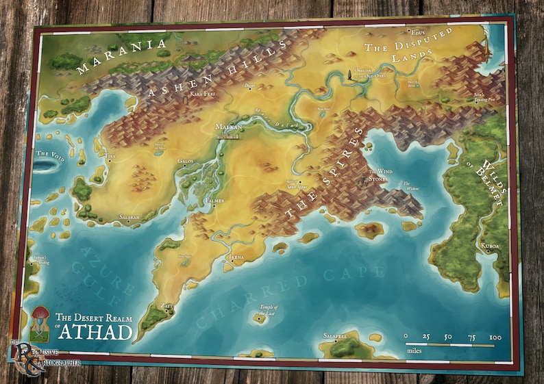 Regional Fantasy Map: the Desert Realm of Athad - Digital Map Dnd ...