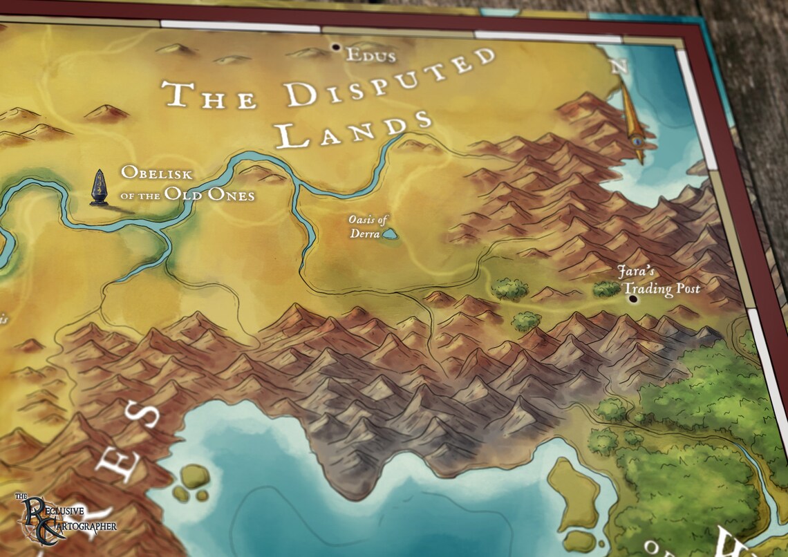 Regional Fantasy Map: the Desert Realm of Athad - Digital Map Dnd ...