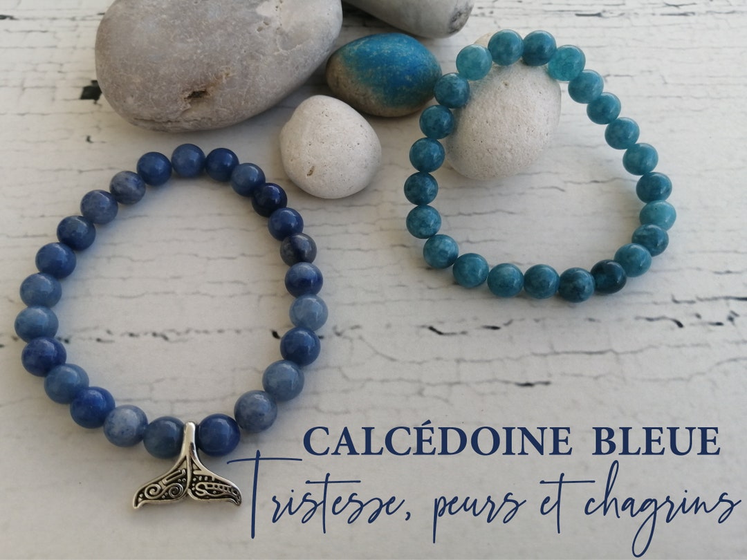 Bracelet 'SOOTHING of Sadness, Fears and Sorrows' in BLUE CHALCEDONY ...