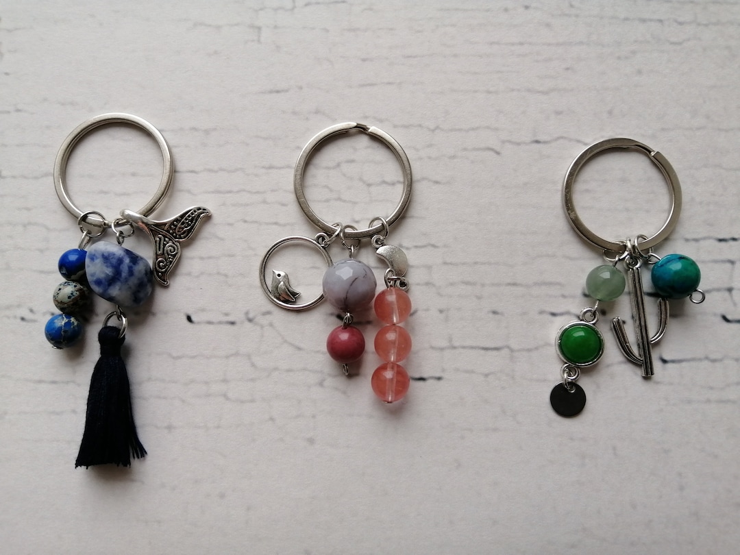 Key Ring or Bag Charm in NATURAL STONE - Etsy