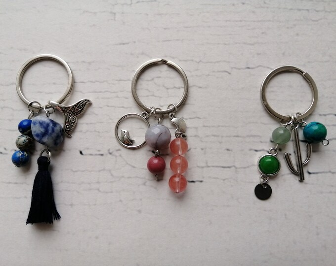Key Ring or Bag Charm in NATURAL STONE - Etsy