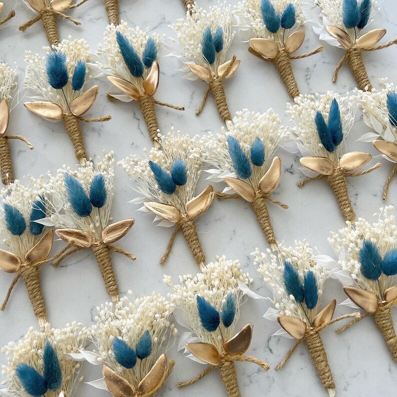 Dried Flower Buttonholes / Boutonnière / Boho Buttonhole / Ivory Dried ...