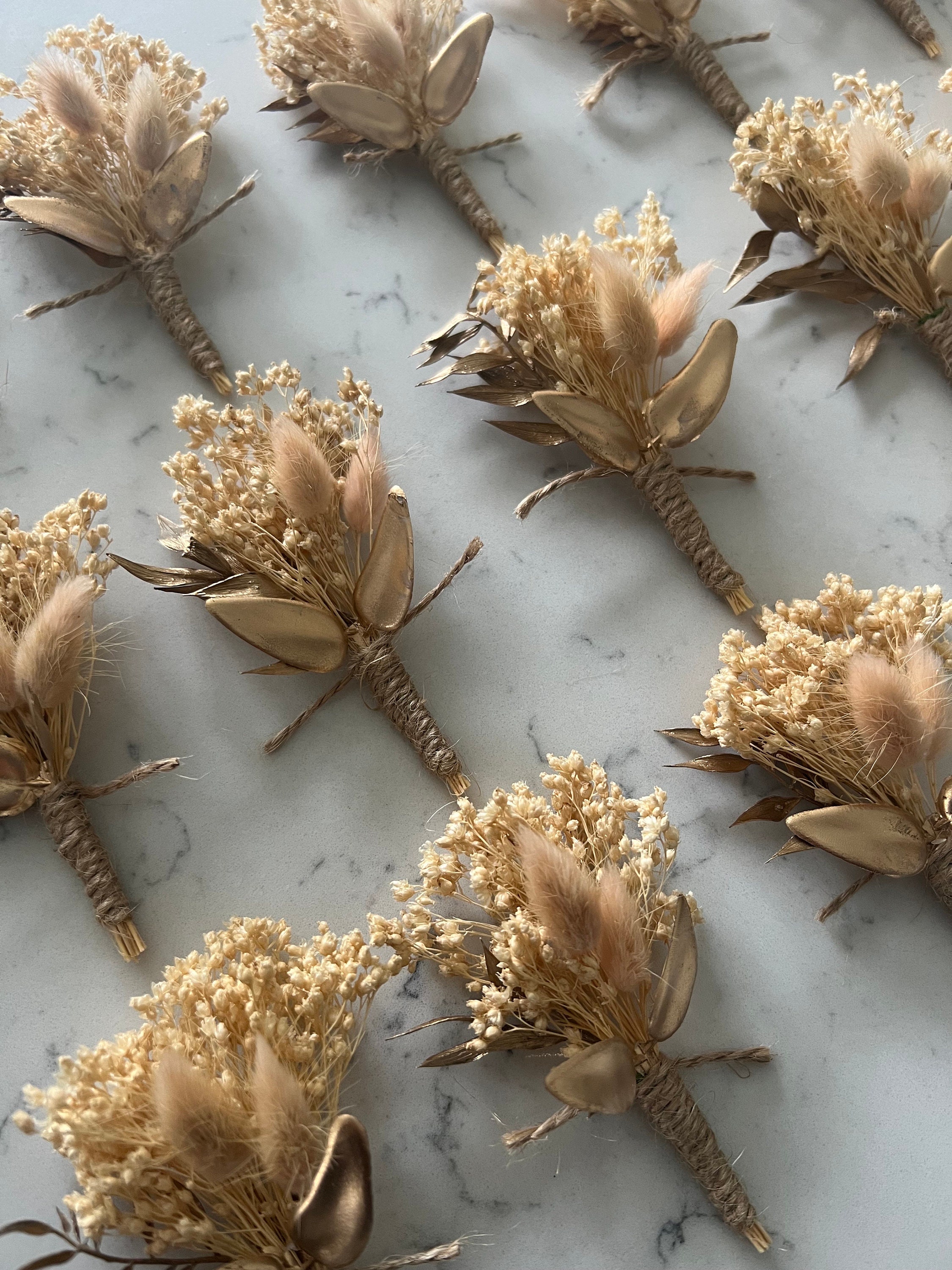 Dried Flower Buttonholes / Boutonnière / Boho Buttonhole / Ivory Dried ...