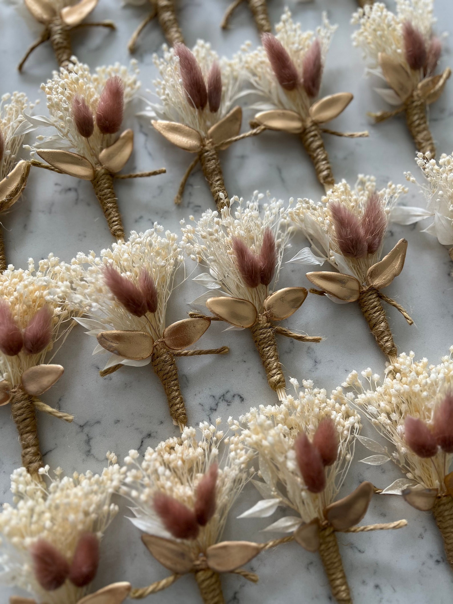 Dried Flower Buttonholes / Boutonnière / Boho Buttonhole / Ivory Dried ...
