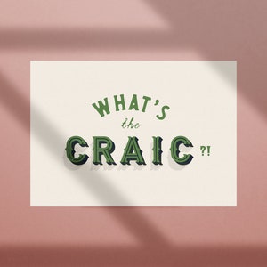 What's the Craic Wall Art - Typography - Wall Art - Irish - Wall Decor ...