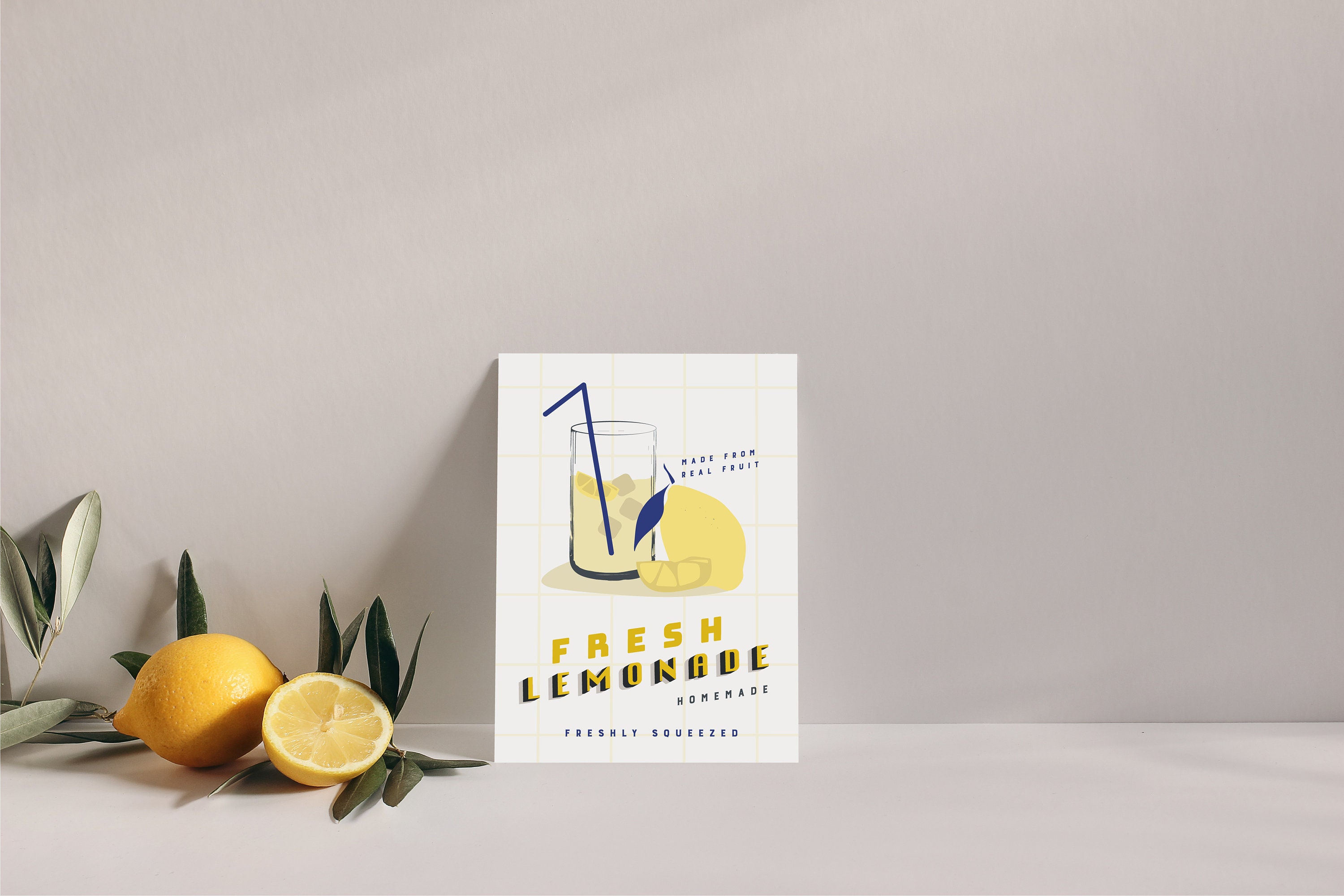 Fresh Lemonade Poster Retro Art Fruit Print - Etsy