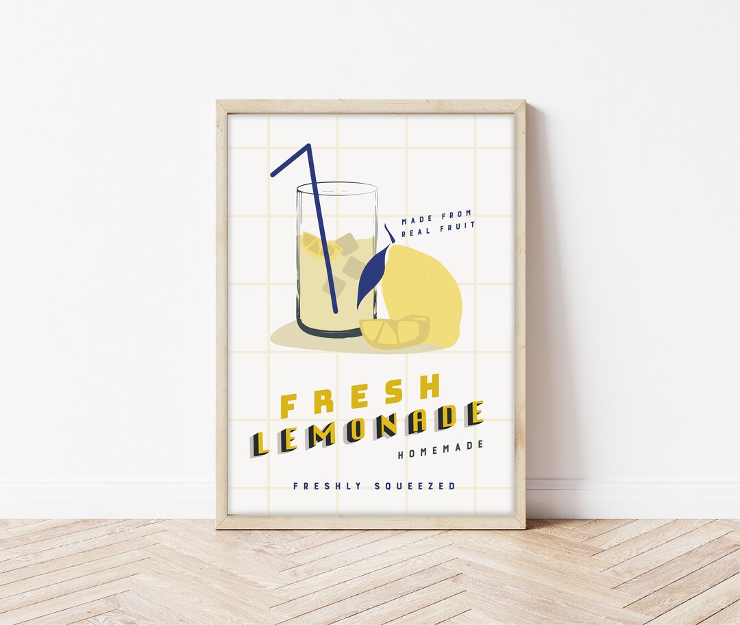 Fresh Lemonade - Poster - Retro Art - Fruit Print - Etsy