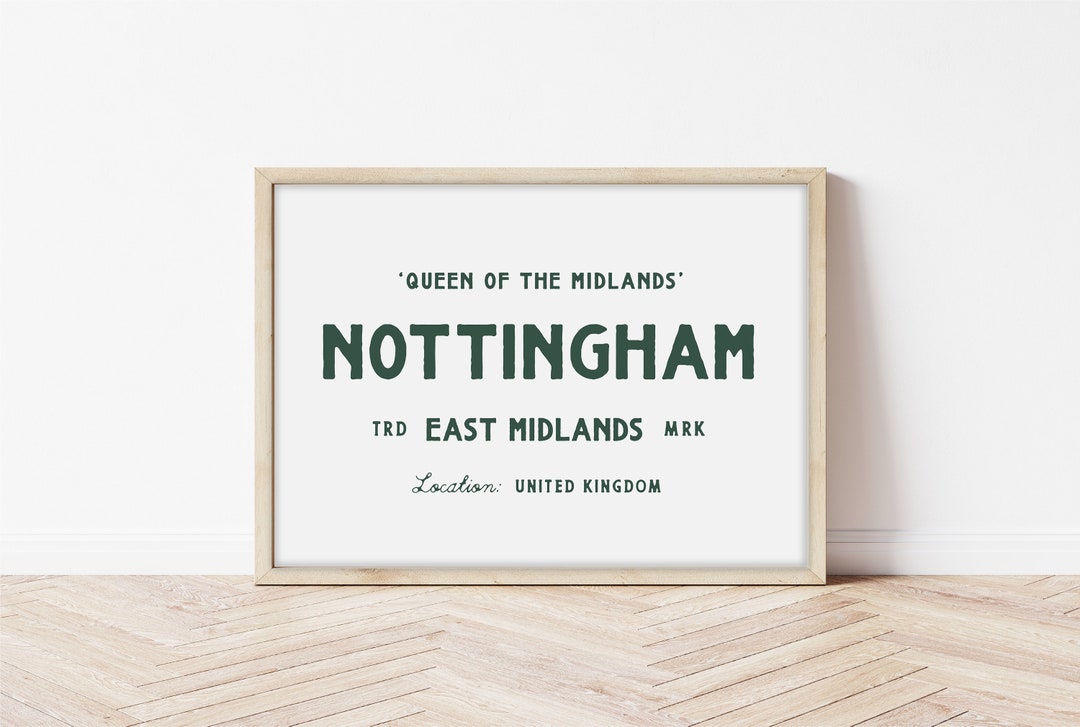 Nottingham Wall Art - City Poster - Typography - Poster - UK - Etsy