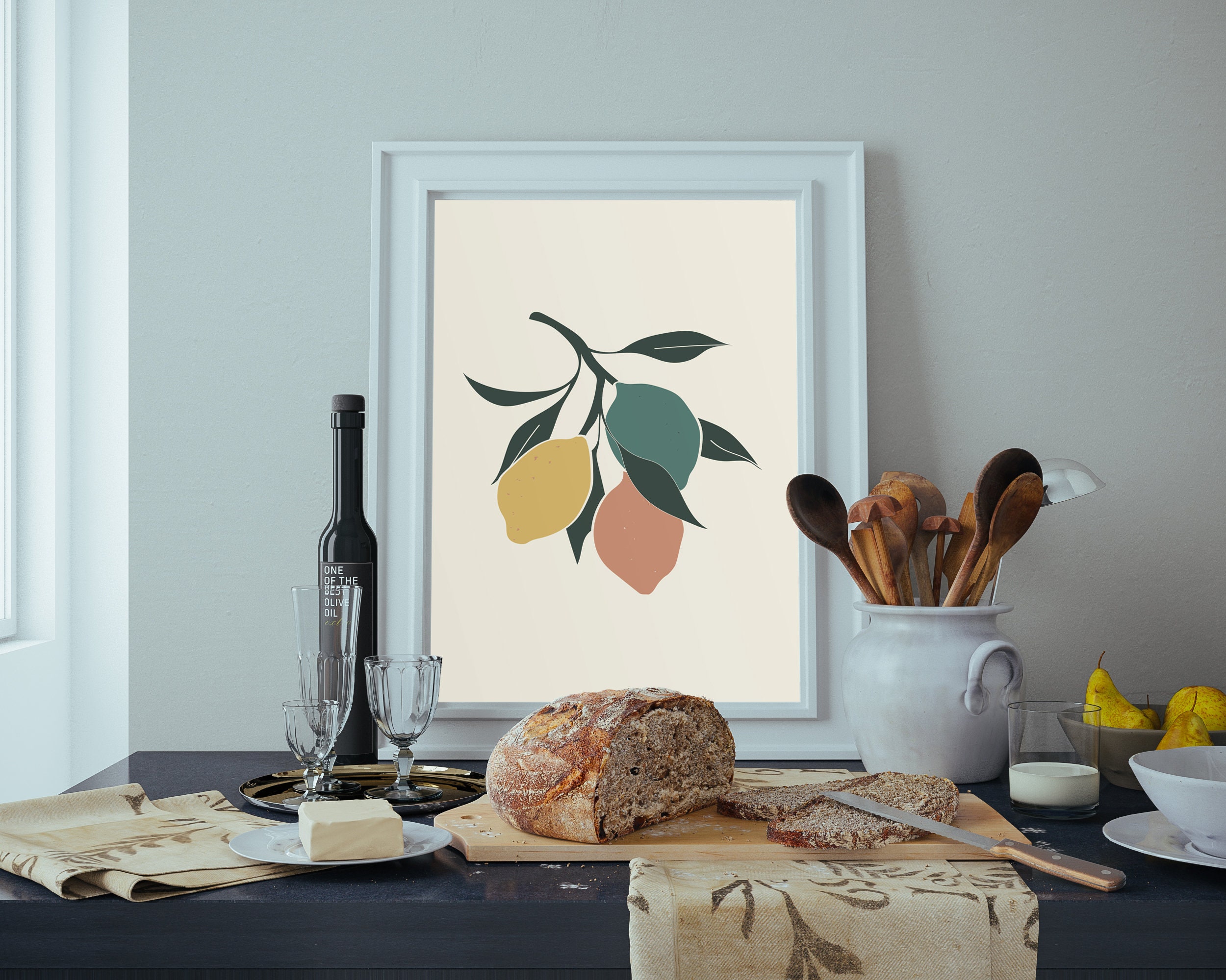 Lemon Wall Art Kitchen Art Wall Art Fruit Print Yellow | Etsy