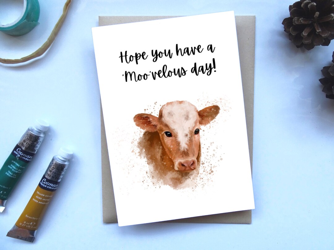 Celebration Cow Greeting Card/notelet by Jarrt, Animal Birthday Card ...