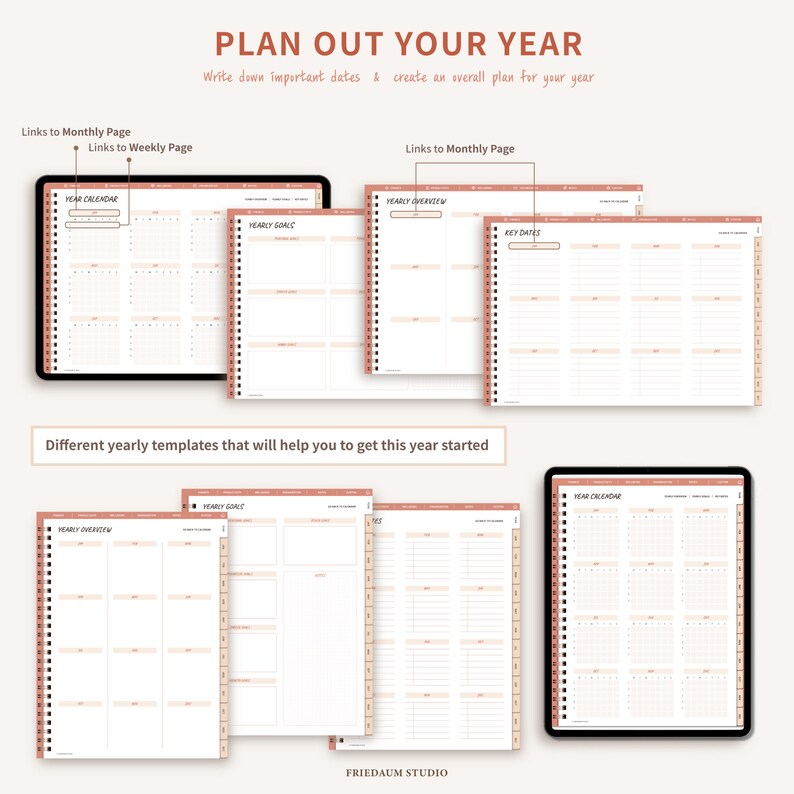 UNDATED Digital Planner, Lovely Pink Life Planner, iPad Notability ...